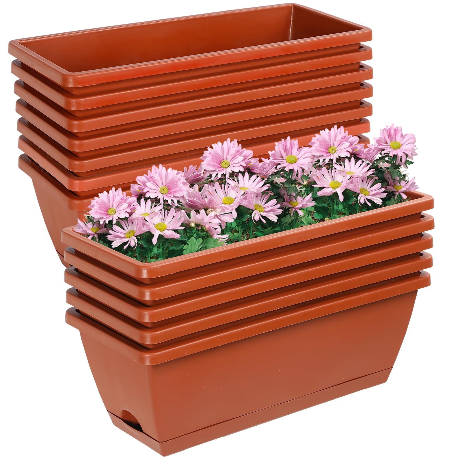 Lysjtsr 12Pcs 17Inches Rectangle Planter Box with Drainage Holes and ...