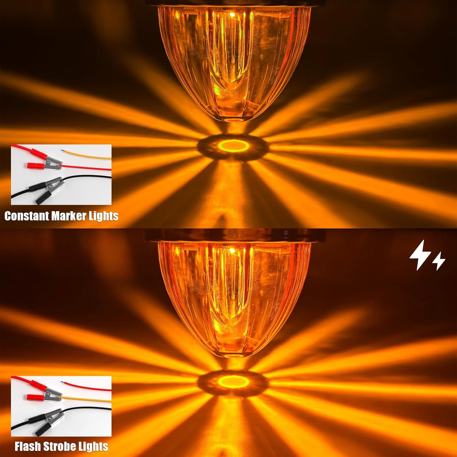 Lysliv 2Pcs White Watermelon LED Strobe+Constant Marker Lights Dual ...