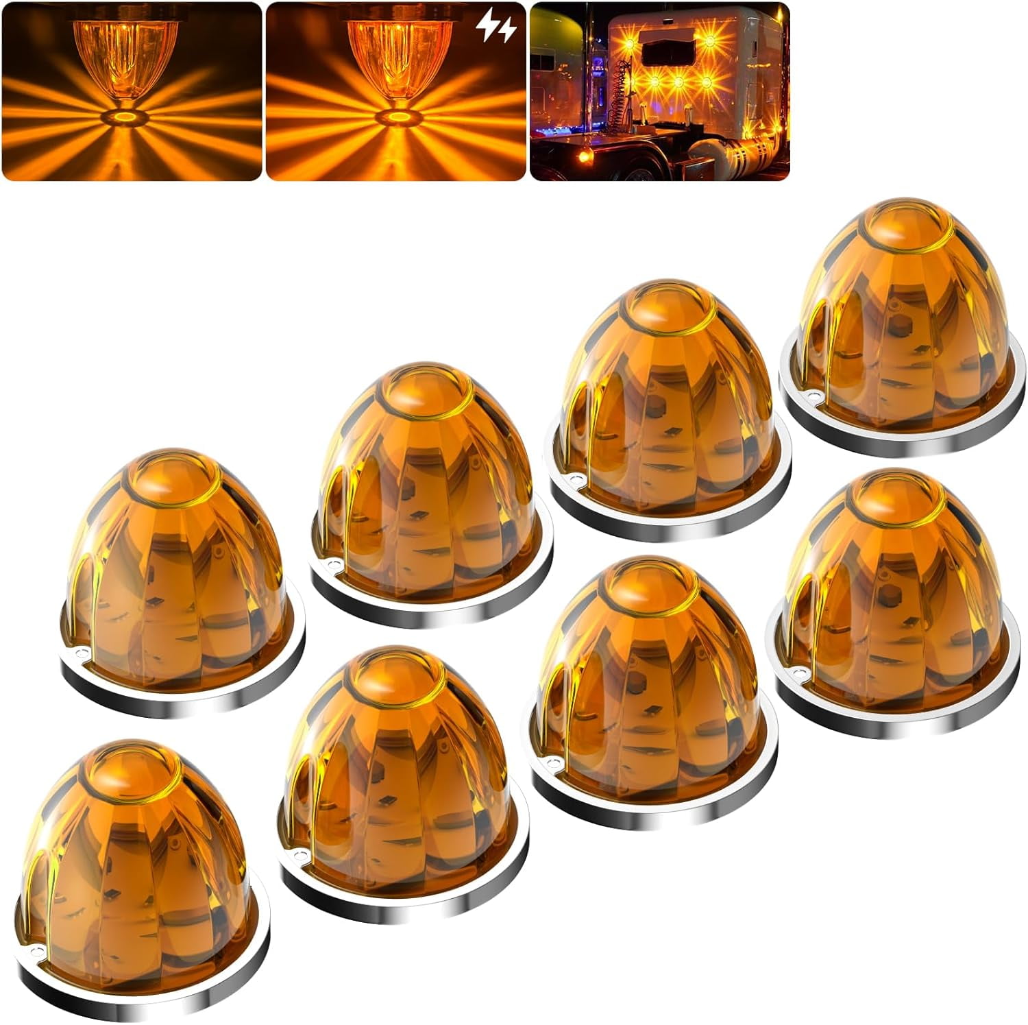 Lysliv 2Pcs White Watermelon LED Strobe+Constant Marker Lights Dual ...