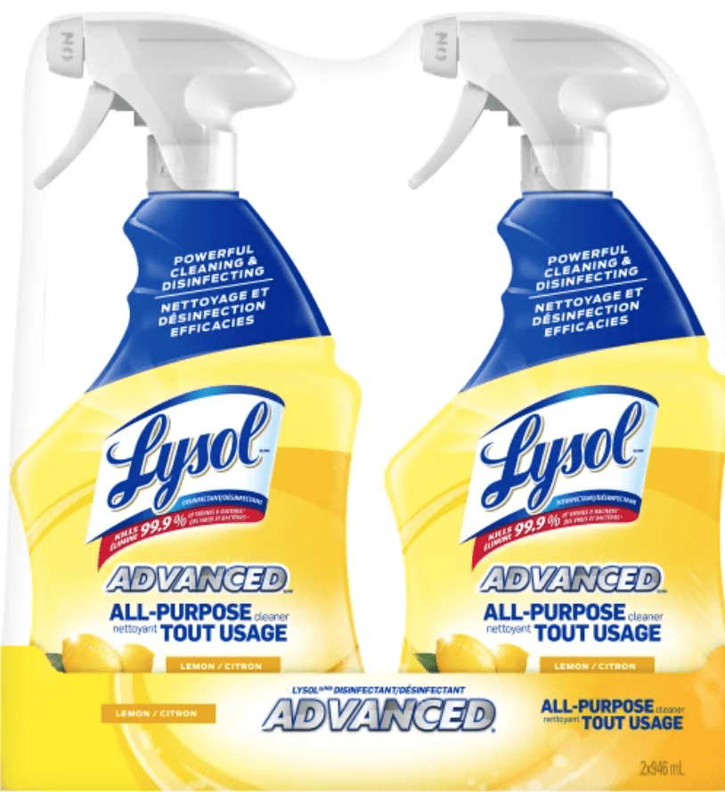 Lysol Advanced All-Purpose Cleaner Trigger, Lemon Scent, 2 x 946 mL ...