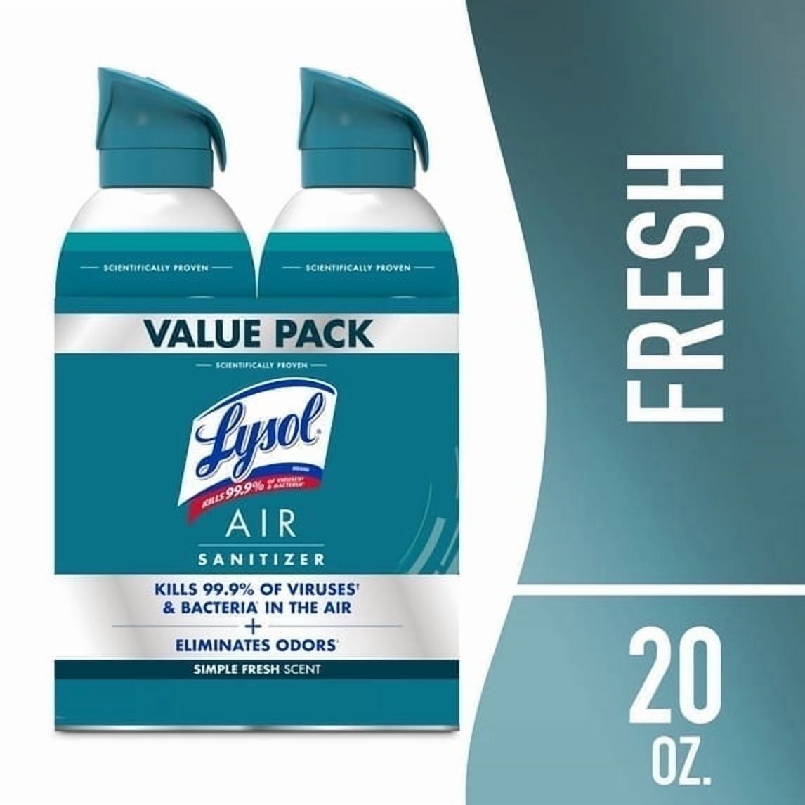 Lysol Air Sanitizer Spray, Simple Fresh, 2ct, 10 fl oz each (Pack of 4 ...