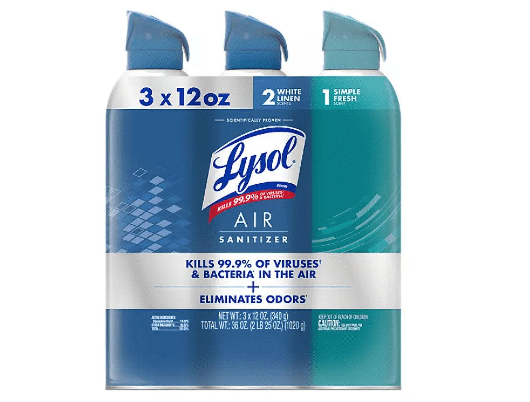 Lysol Air Sanitizer, White Linen and Simple Fresh, 3 ct., 36 oz ...