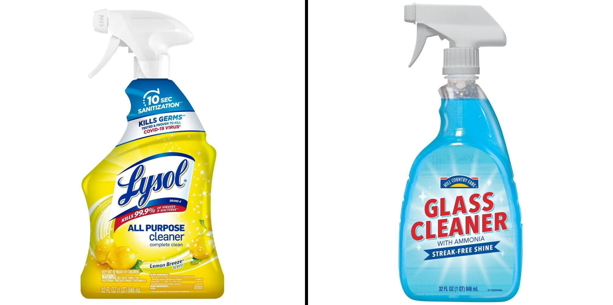 Lysol All Purpose Cleaner Spray Lemon 32 oz & Hill Country Fare Glass ...