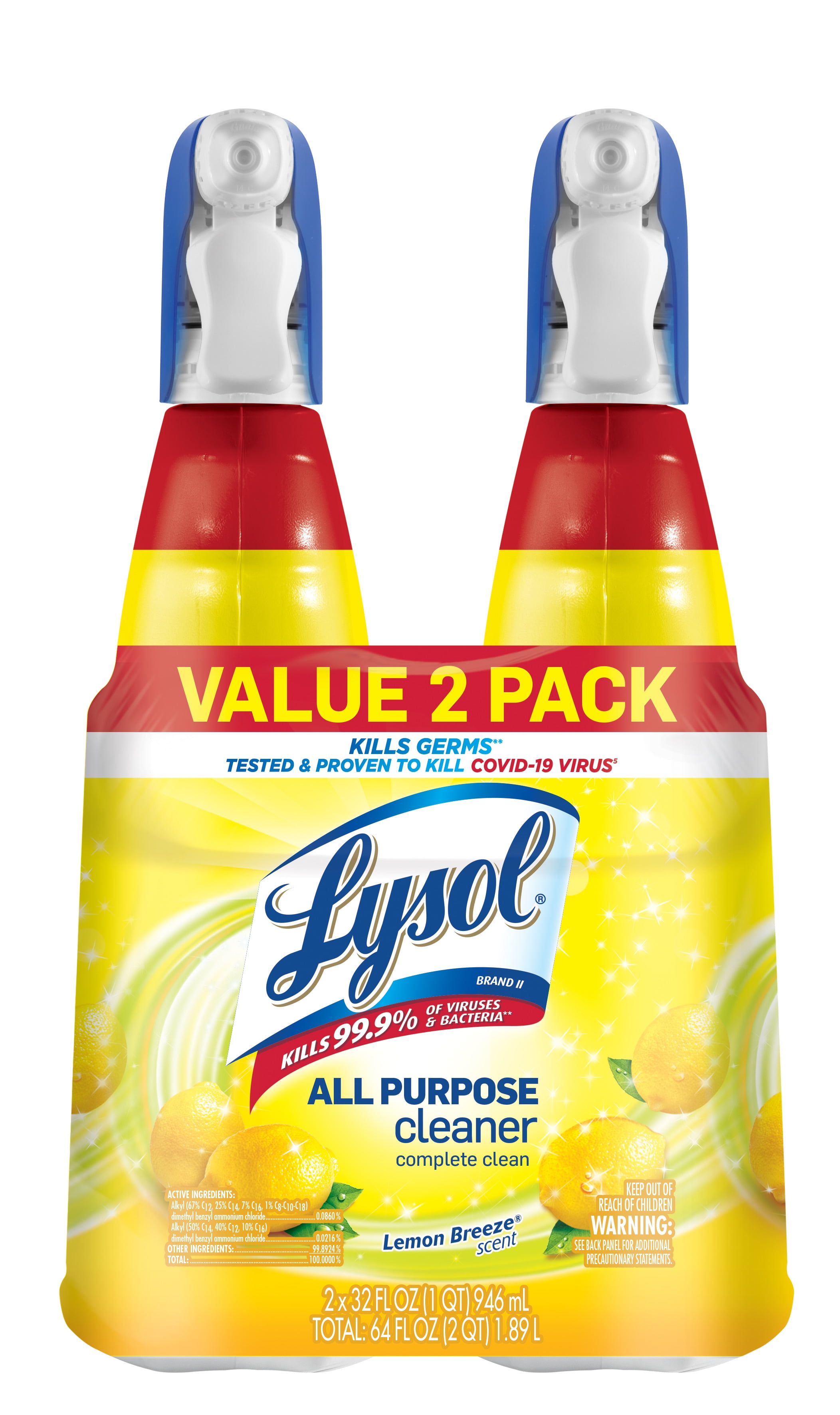 Lysol All Purpose Cleaner Spray Lemon Breeze (Pack of 12) - Walmart.com