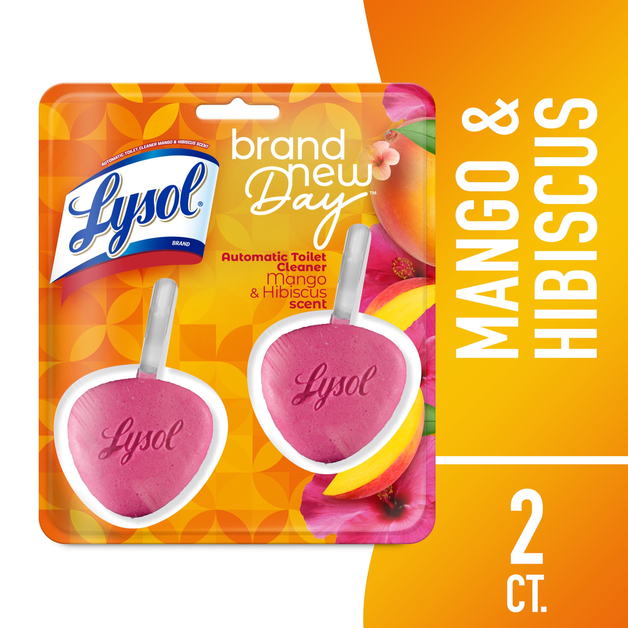 Lysol Auto Toilet Bowl Cleaner, Mango & Hibiscus, 2ct, Hygienic ...