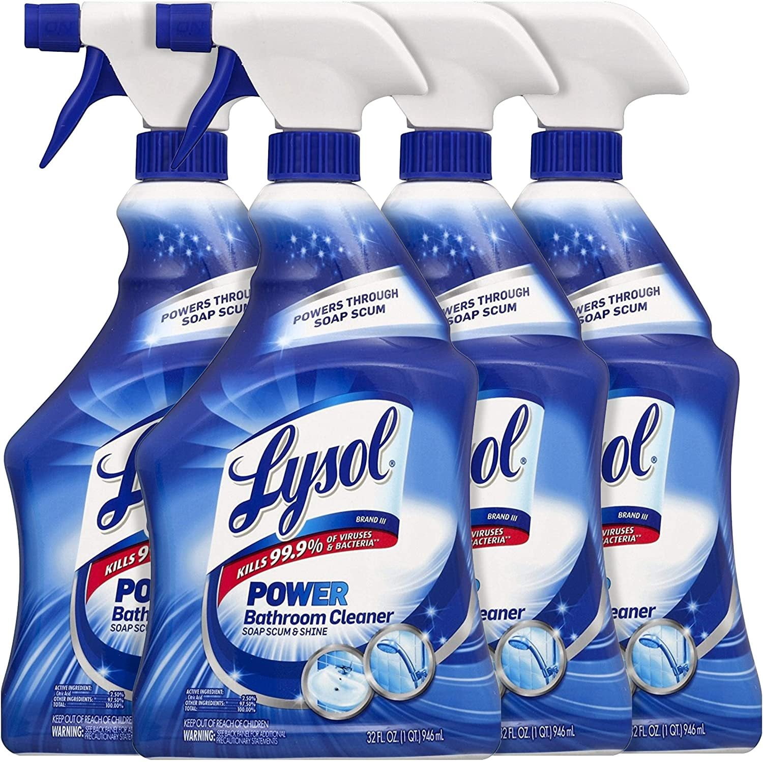Lysol Bathroom Cleaner, Island Breeze Scent, 32 Ounce Pack of 4 ...