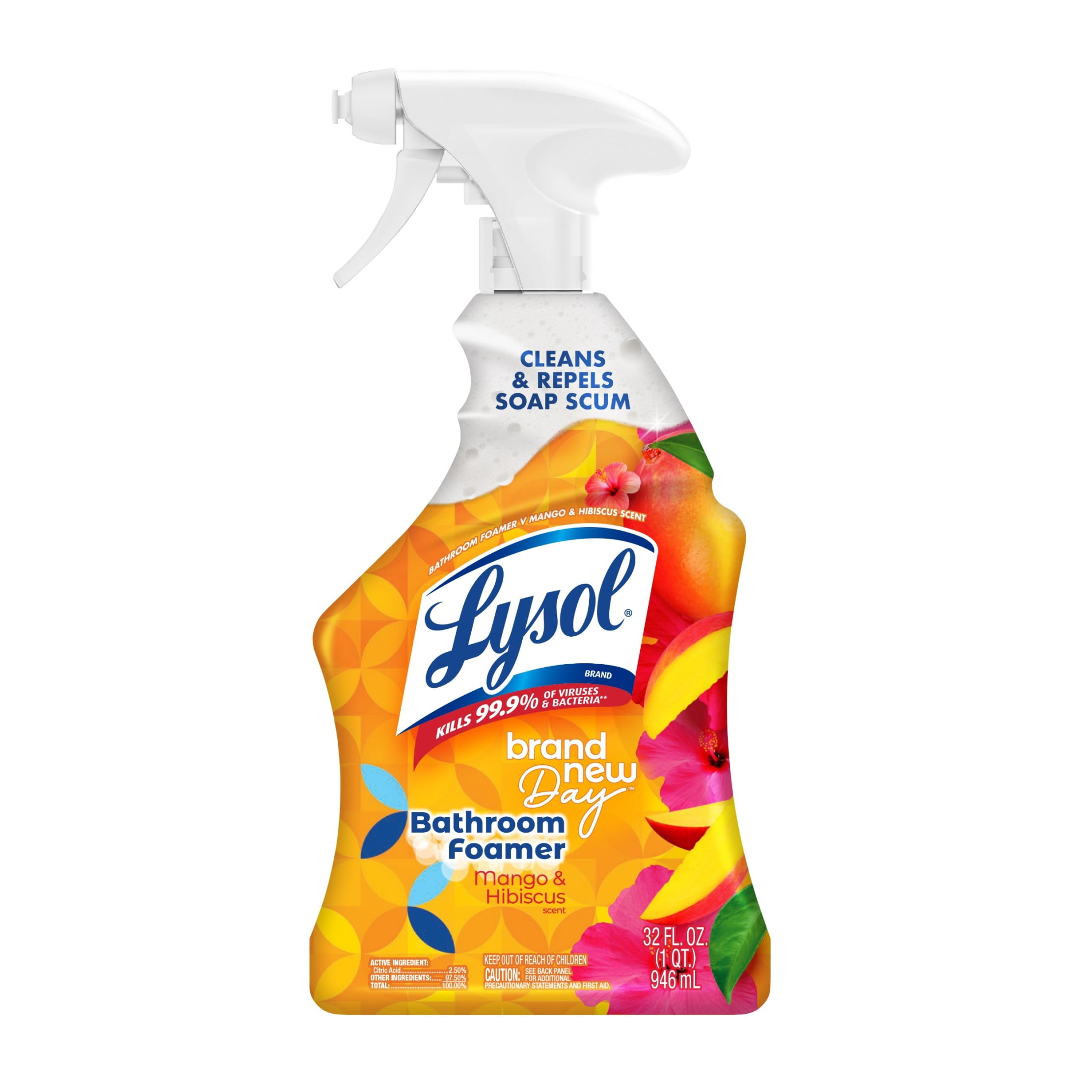 Lysol Brand New Day Bathroom Cleaning Foamer Aerosol, Mango & Hibiscus ...