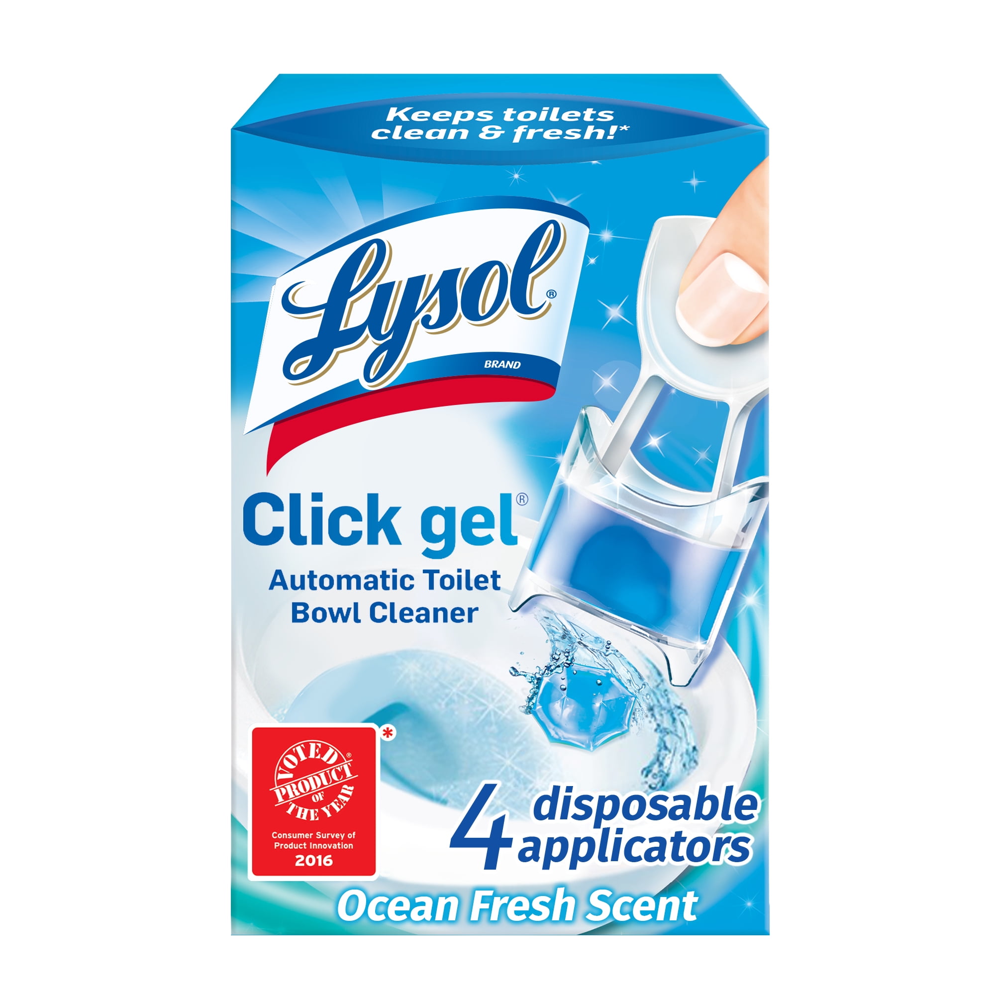 Lysol Hygienic Click Gel Auto Toilet Bowl Cleaner, 4ct, Ocean Fresh ...