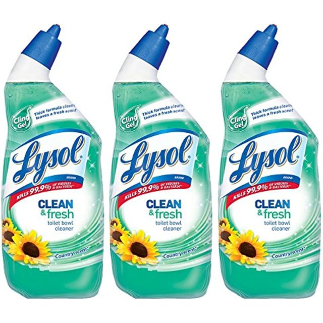 Lysol Cling Gel Toilet Bowl Cleaner, Fresh Country Scent, 24oz, Pack of ...