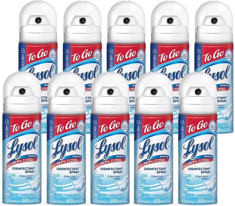 Lysol Crisp Linen Disinfectant Spray To Go,1.5 oz - 10 Pack - Walmart.com