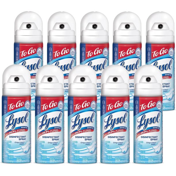 Lysol Crisp Linen Disinfectant Spray To Go,1.5 oz - 10 Pack - Walmart ...