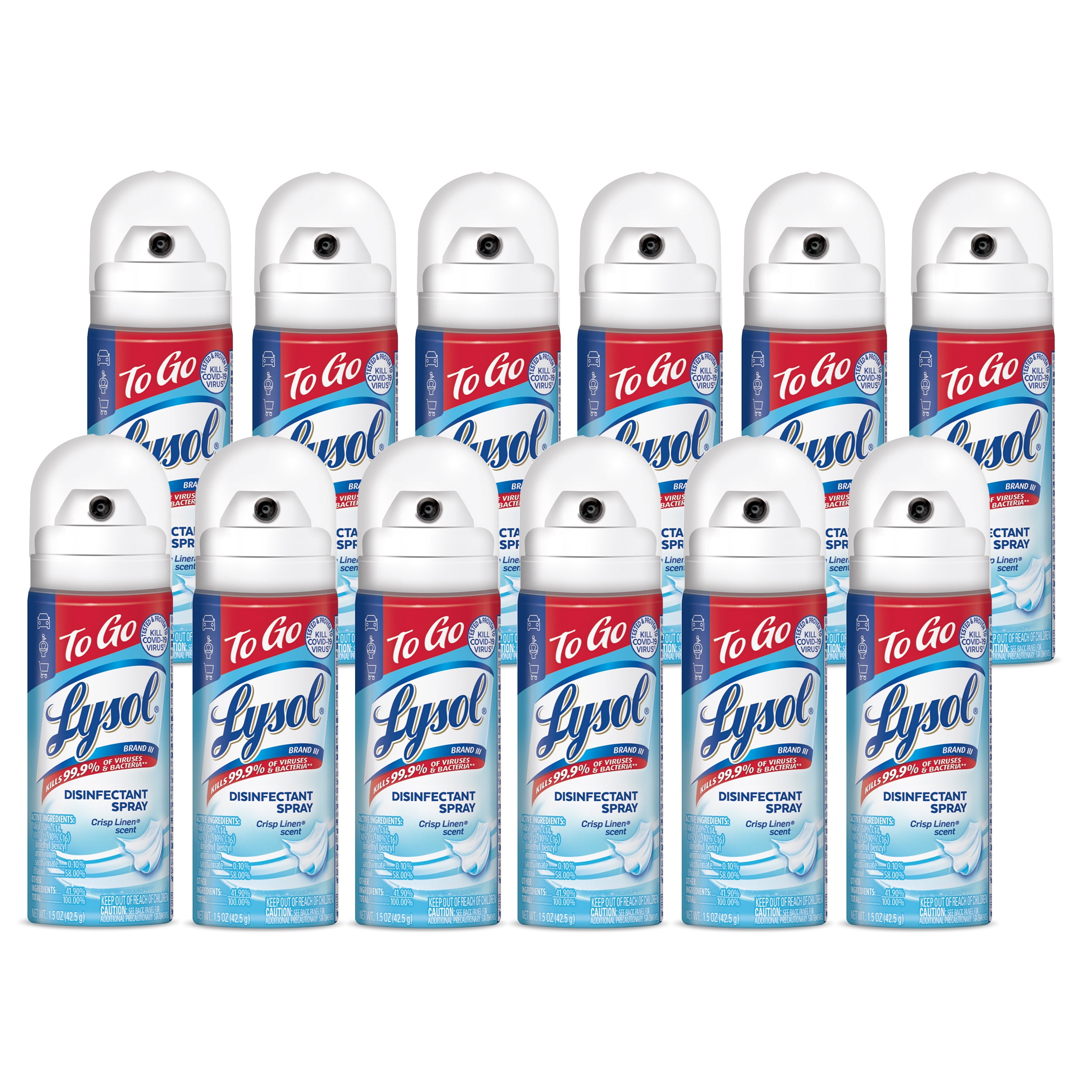 Lysol Crisp Linen Disinfectant Spray To Go,1.5 oz - 12 Pack - Walmart.com