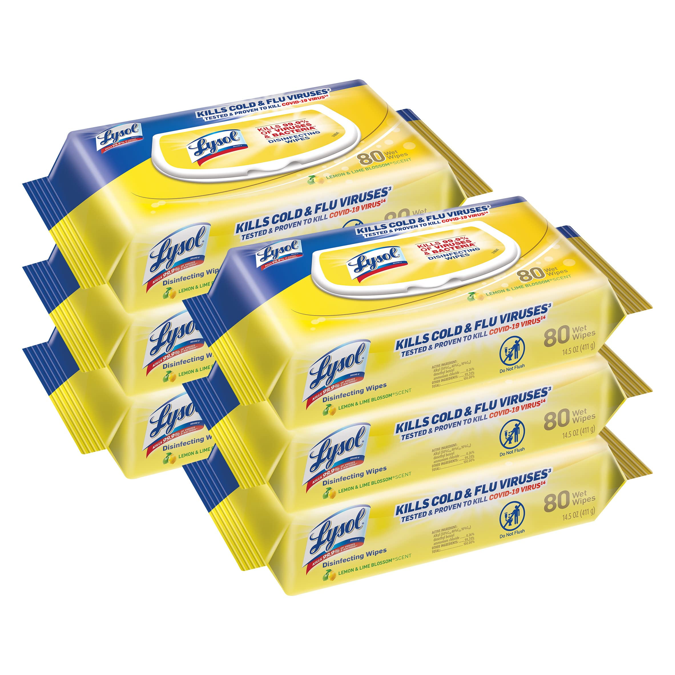 Lysol 480 Count Lemon & Lime Blossom Scented Disinfecting Wipes, Multi-Surface Antibacterial ...