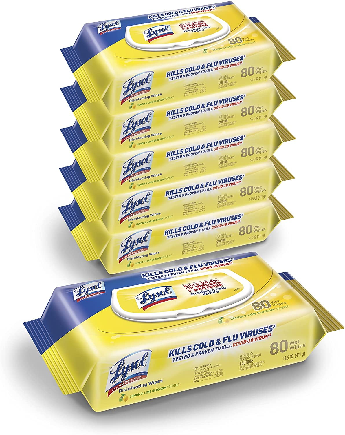 Lysol Disinfectant Wipes, Lemon & Lime Blossom, 480 Ct, Kills 99.9% ...