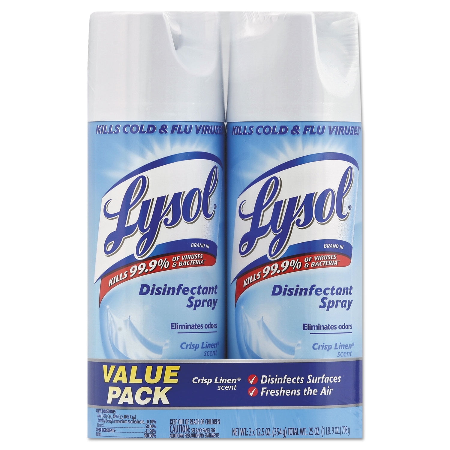 Lysol Disinfectant Spray Crisp Linen 12.5 oz Aerosol 2/Pack 6 Pack ...