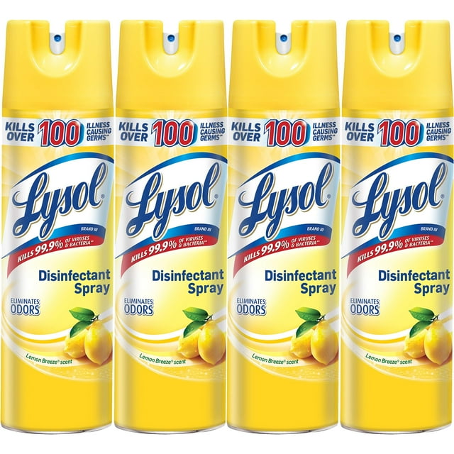 Lysol Disinfectant Spray, Lemon Breeze, 76oz (4X19oz) - Walmart.com