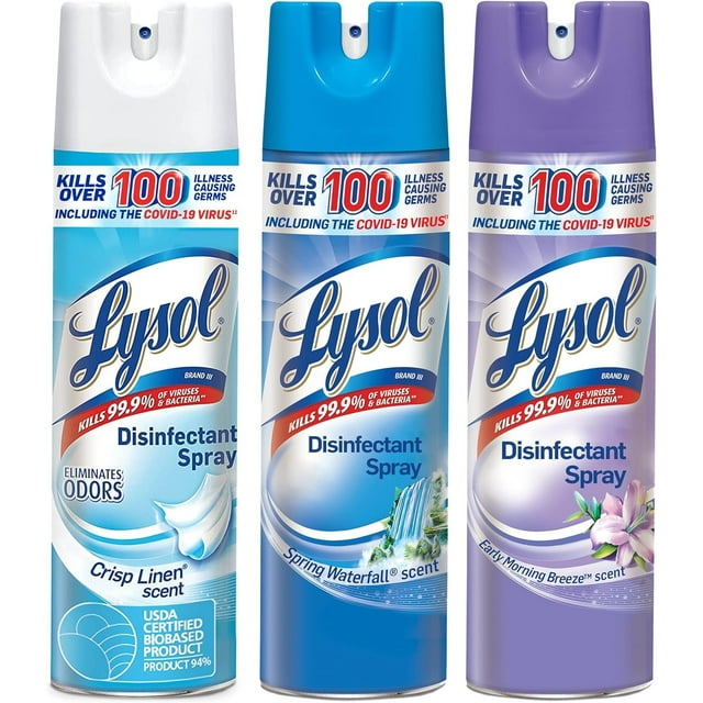 Lysol Disinfectant Spray Multi Scent Bundle - Crisp Linen, Early ...