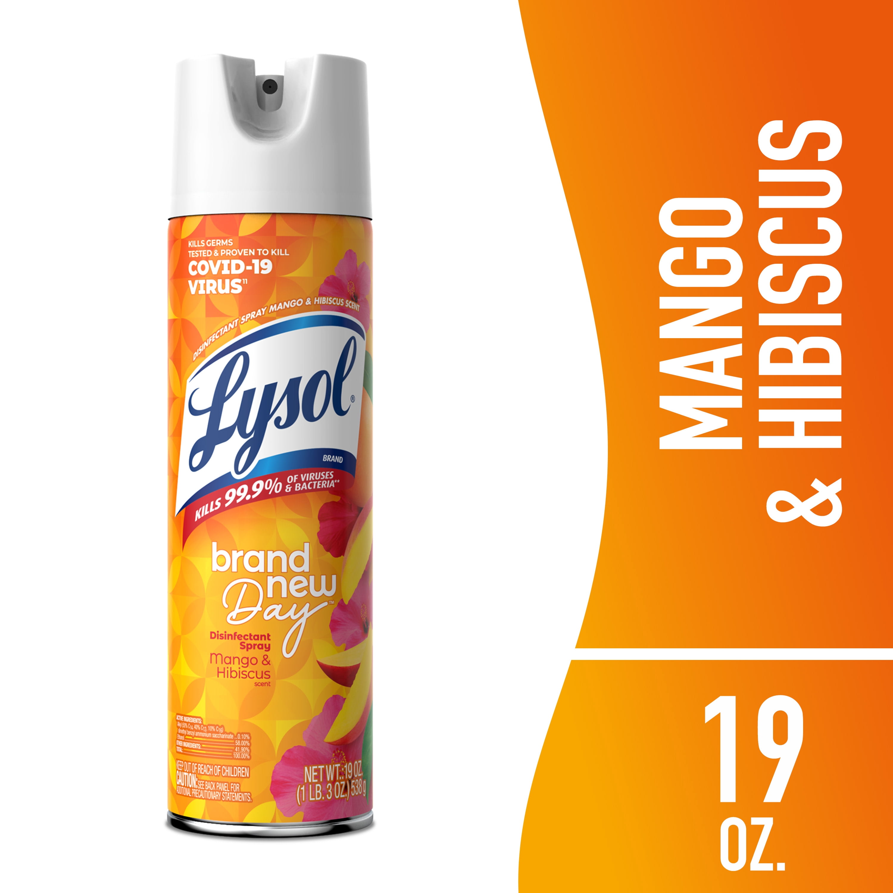 Lysol Disinfectant Spray 19 fl oz Mango Hibiscus Antibacterial ...