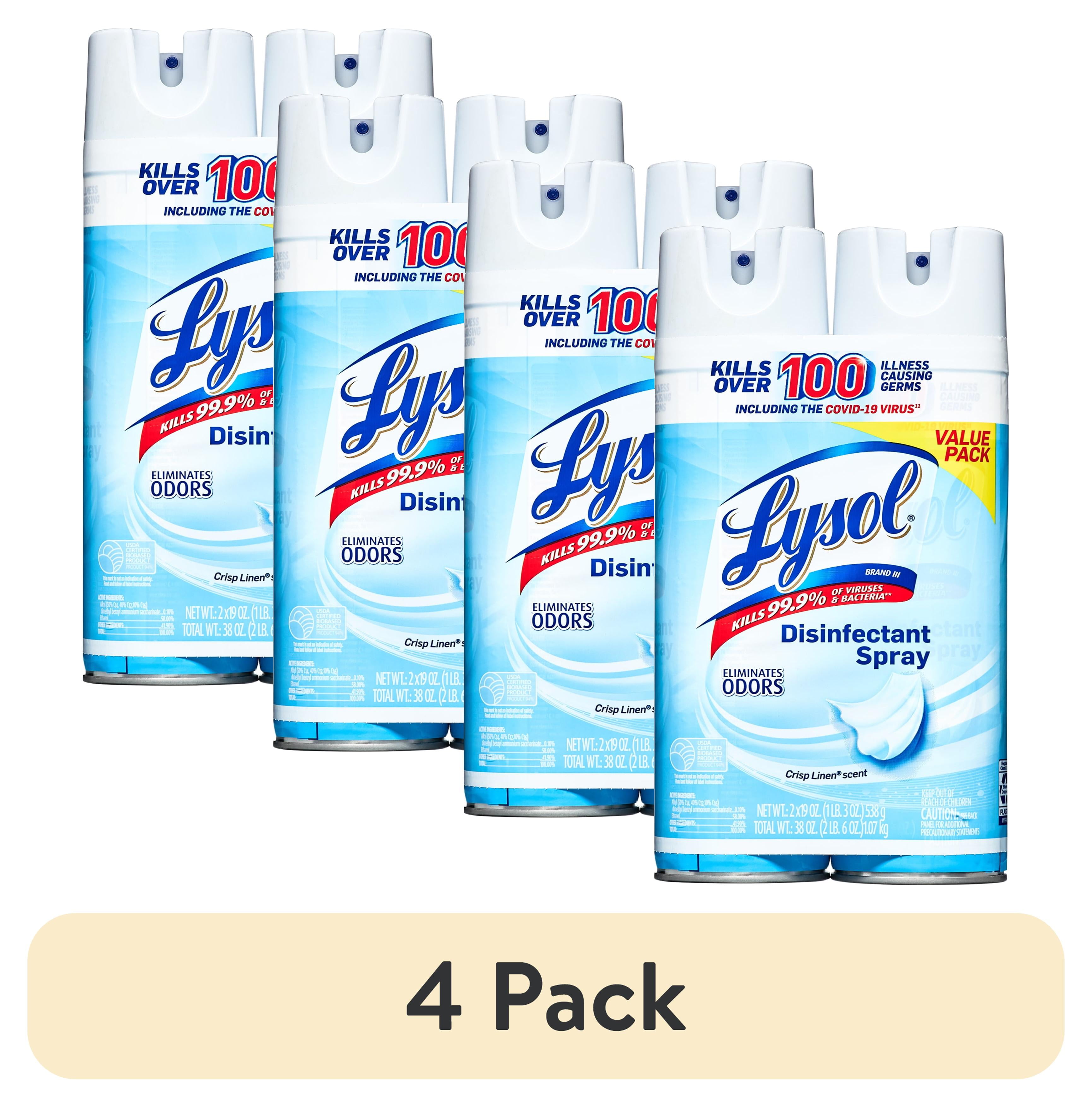 (4 pack) Lysol Disinfectant Spray, Sanitizing and Antibacterial Spray ...
