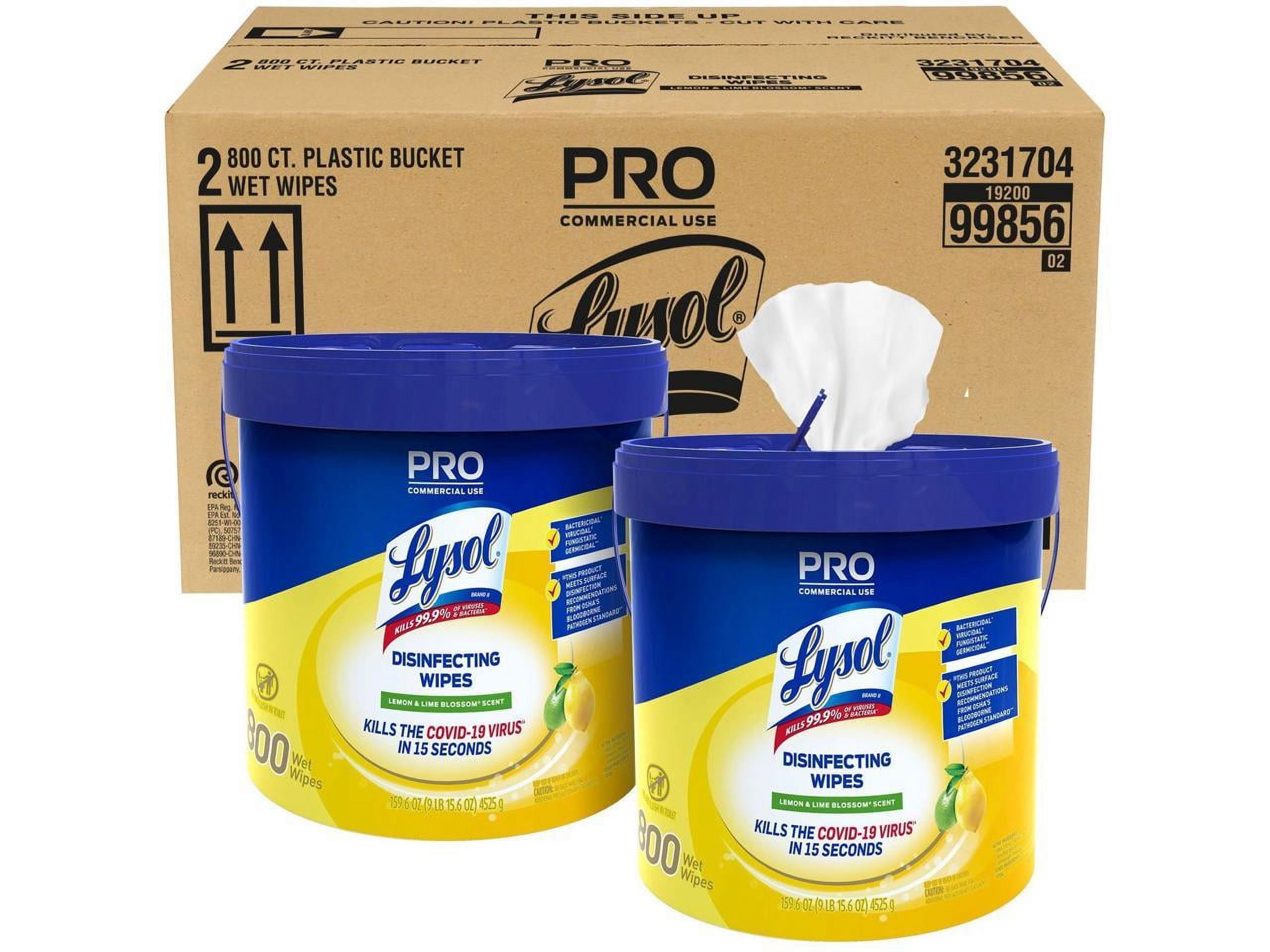 Lysol Disinfectant Wipe Bucket - Lemon & Lime Blossom Scent, COVID ...