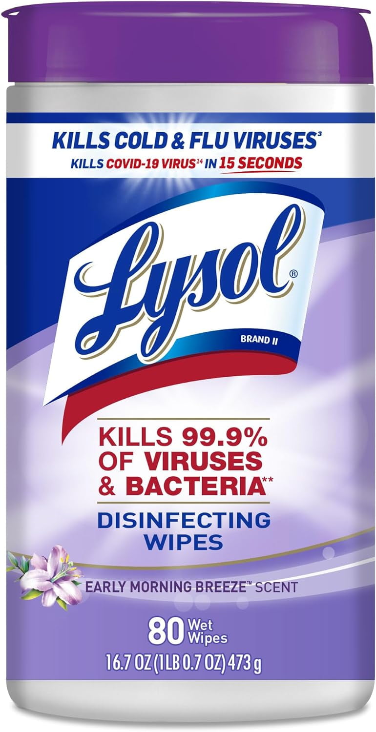 Lysol Disinfecting Wipes, Early Morning Breeze, 80 Wet Wipes, 6 Pack ...