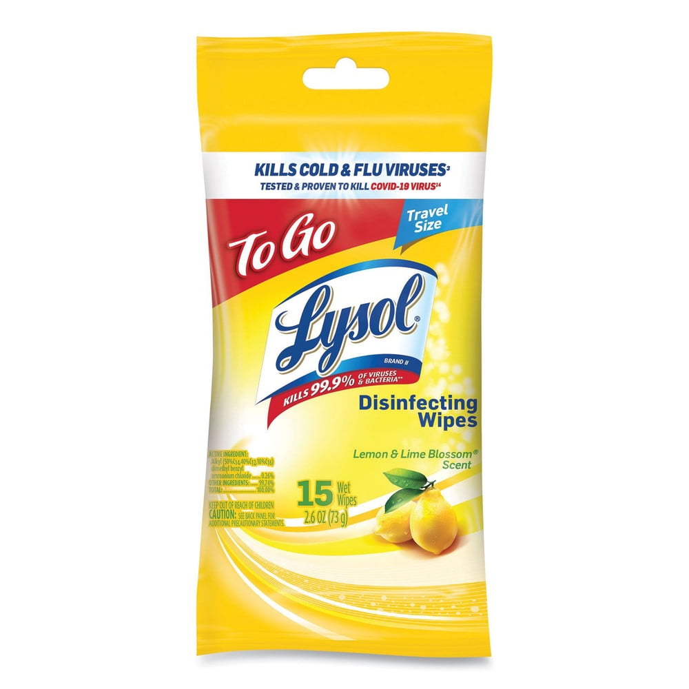 Lysol® Disinfecting Wipes Flatpack, 7x8, 15/Pack, Lemon, 48 Packs ...