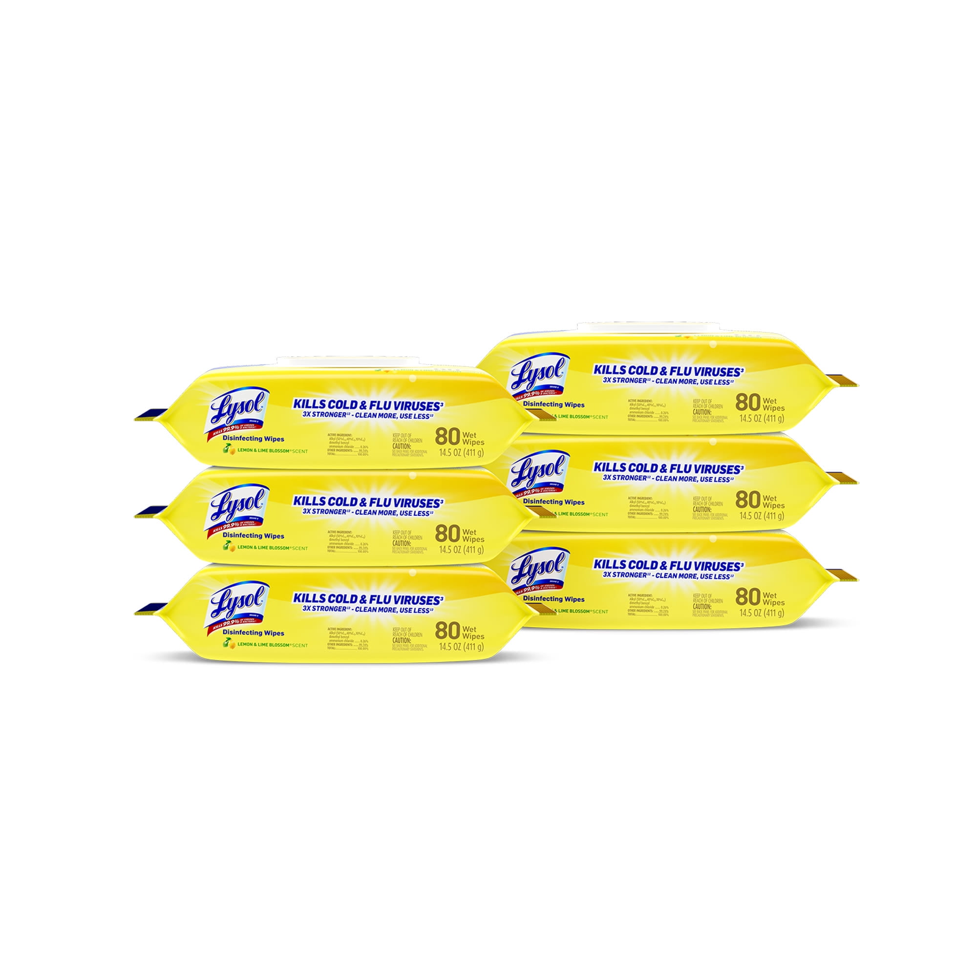 Lysol® Lemon/Lime Disinfecting Wipes, 80 per Pack, 6 Packs (RAC99716CT ...