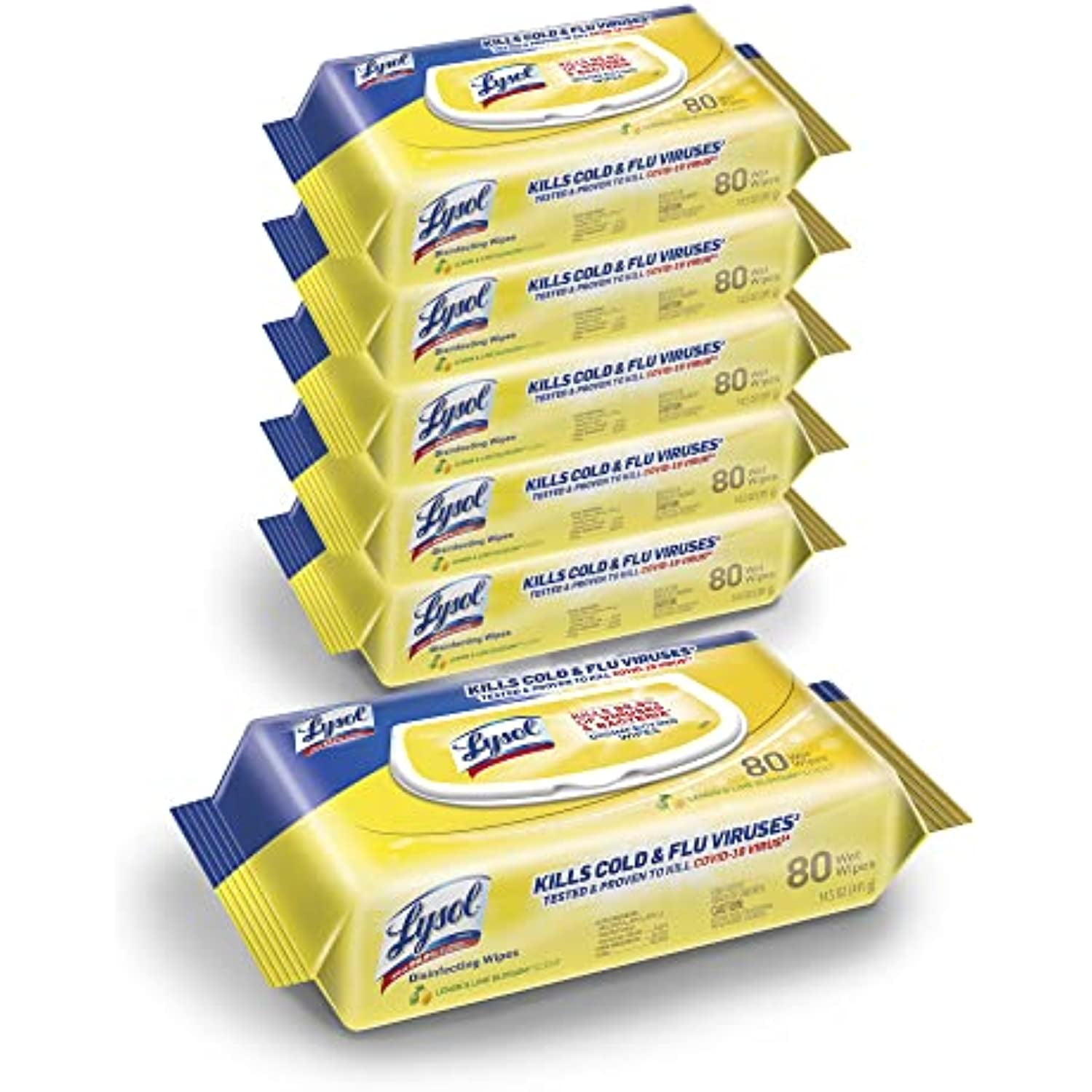 Lysol Antibacterial Disinfectant Wipes, Lemon & Lime Blossom, 80ct ...
