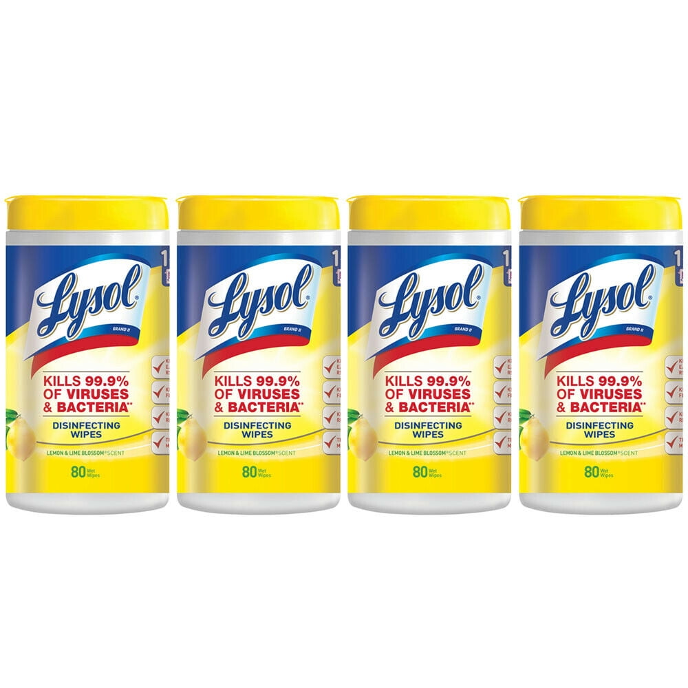 Lysol Disinfecting Wipes, Lemon & Lime Blossom 80 ct (Pack of 4 ...