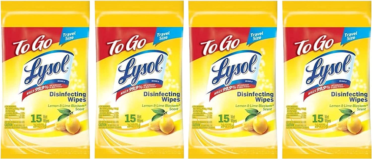 Lysol Disinfectant Wipes, Lemon Lime Blossom, 15 Count To-Go Flatpack ...