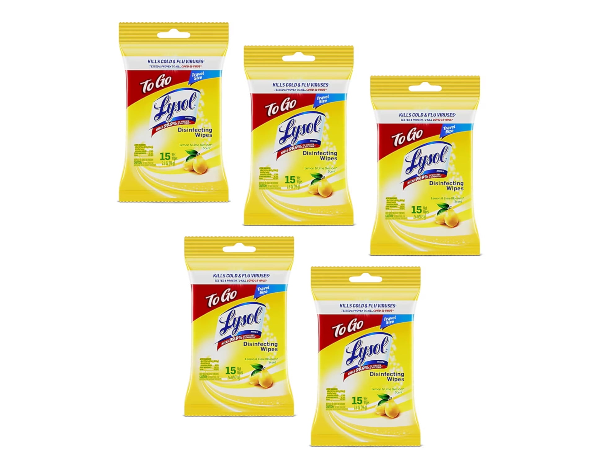 Lysol Disinfecting Wipes, Lemon & Lime Blossom, To-Go Flatpack, 15 ...