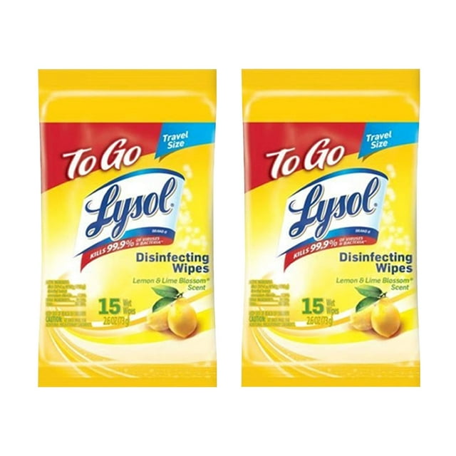 Lysol Disinfecting Wipes - Lemon & Lime Blossom To-Go Flatpack 15 Ct. (Pack Of 2) - Walmart.com
