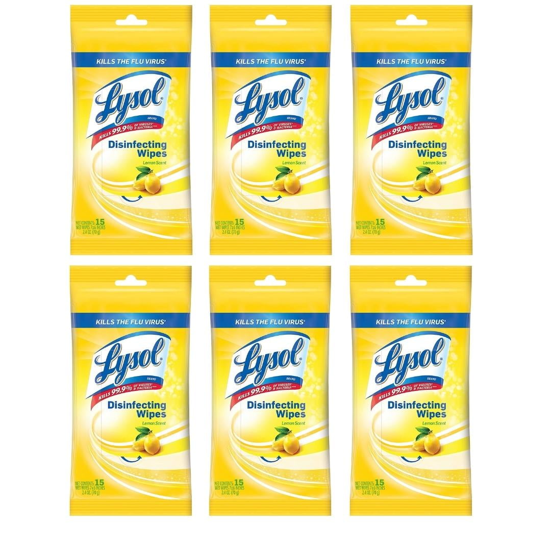 Lysol Disinfecting Wipes On the Go Travel Size Lemon Scent Kills 99.9% ...