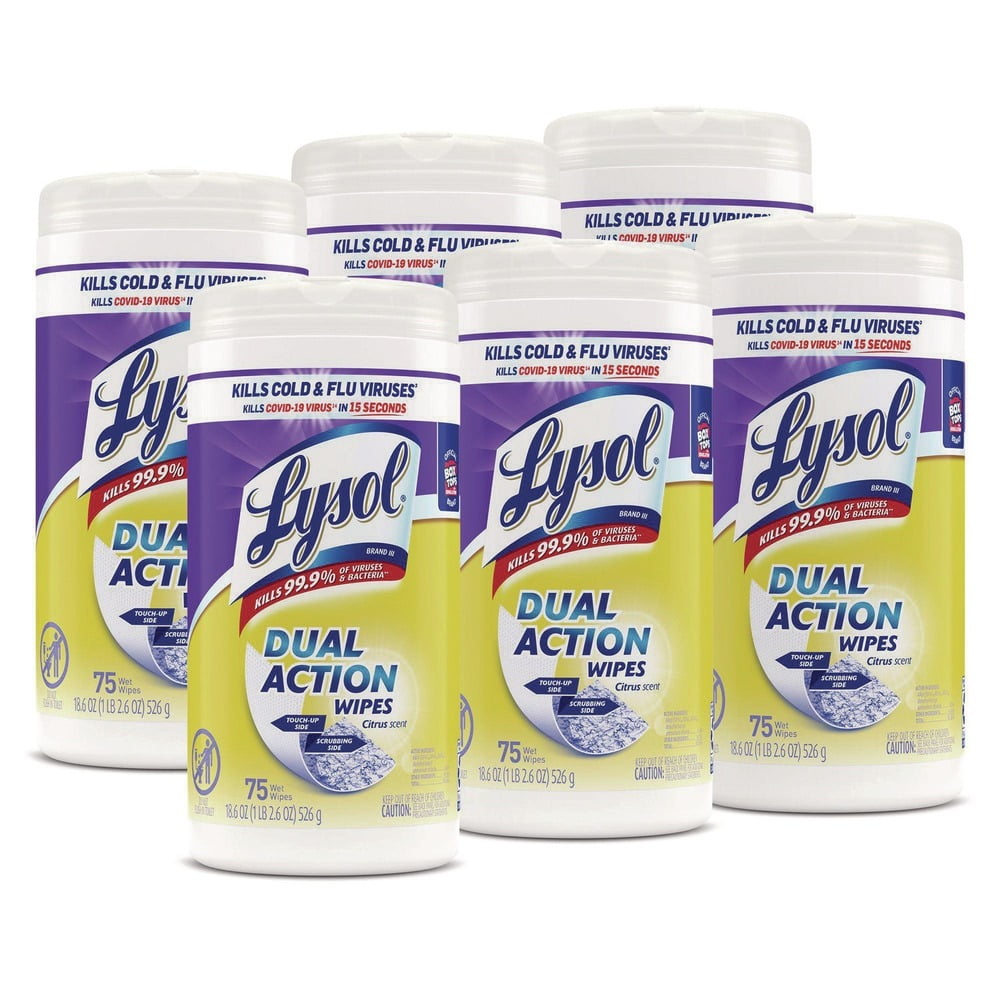 LYSOL 1-Ply Disinfecting Wipes, Citrus, 7x7.5 in, Kills 99.9% Bacteria ...