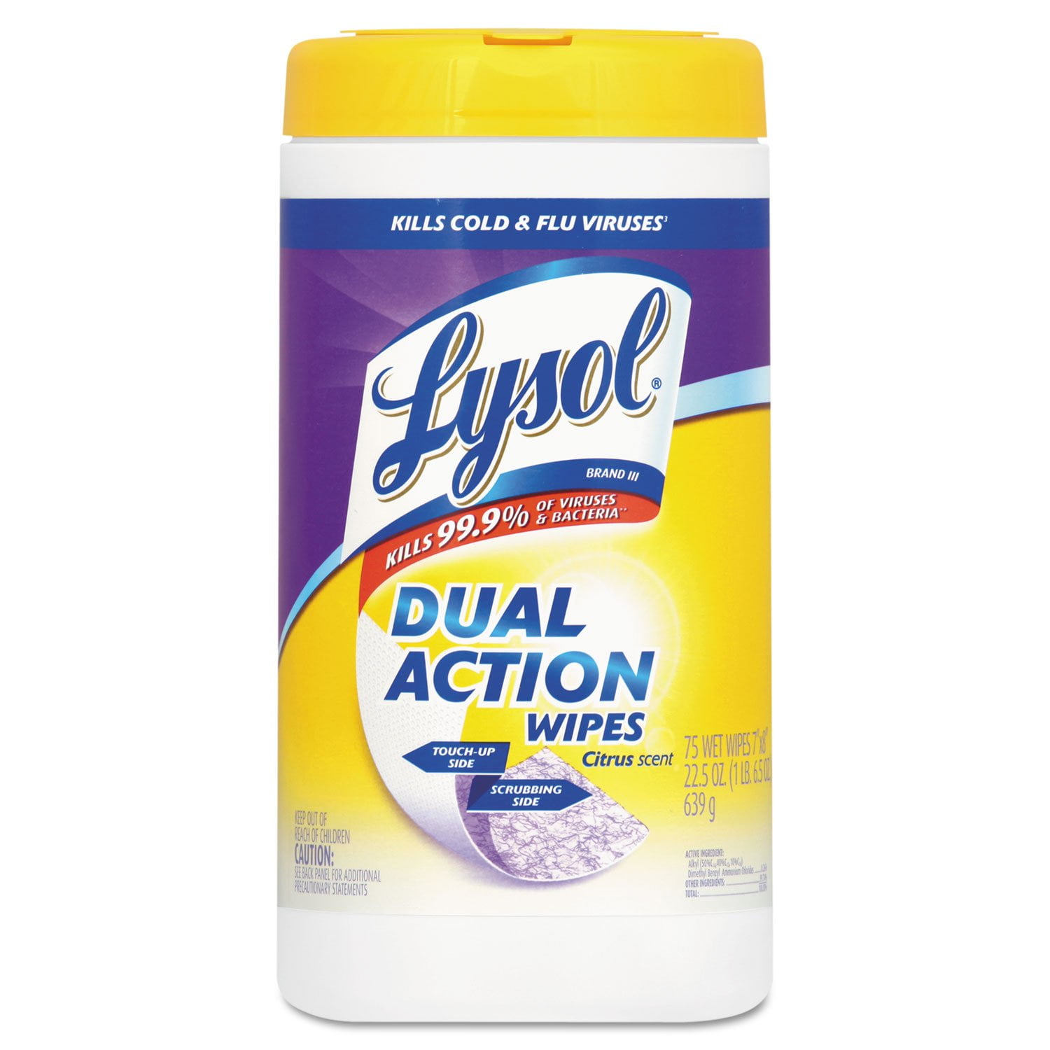 Lysol Dual Action Disinfecting Wipes, Citrus, 75 Count Packaging May ...