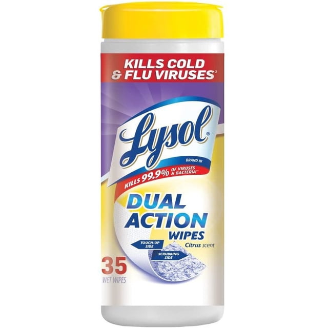 Lysol Dual Action White & Purple Disinfecting Wipes Citrus Scent, 9.8oz ...