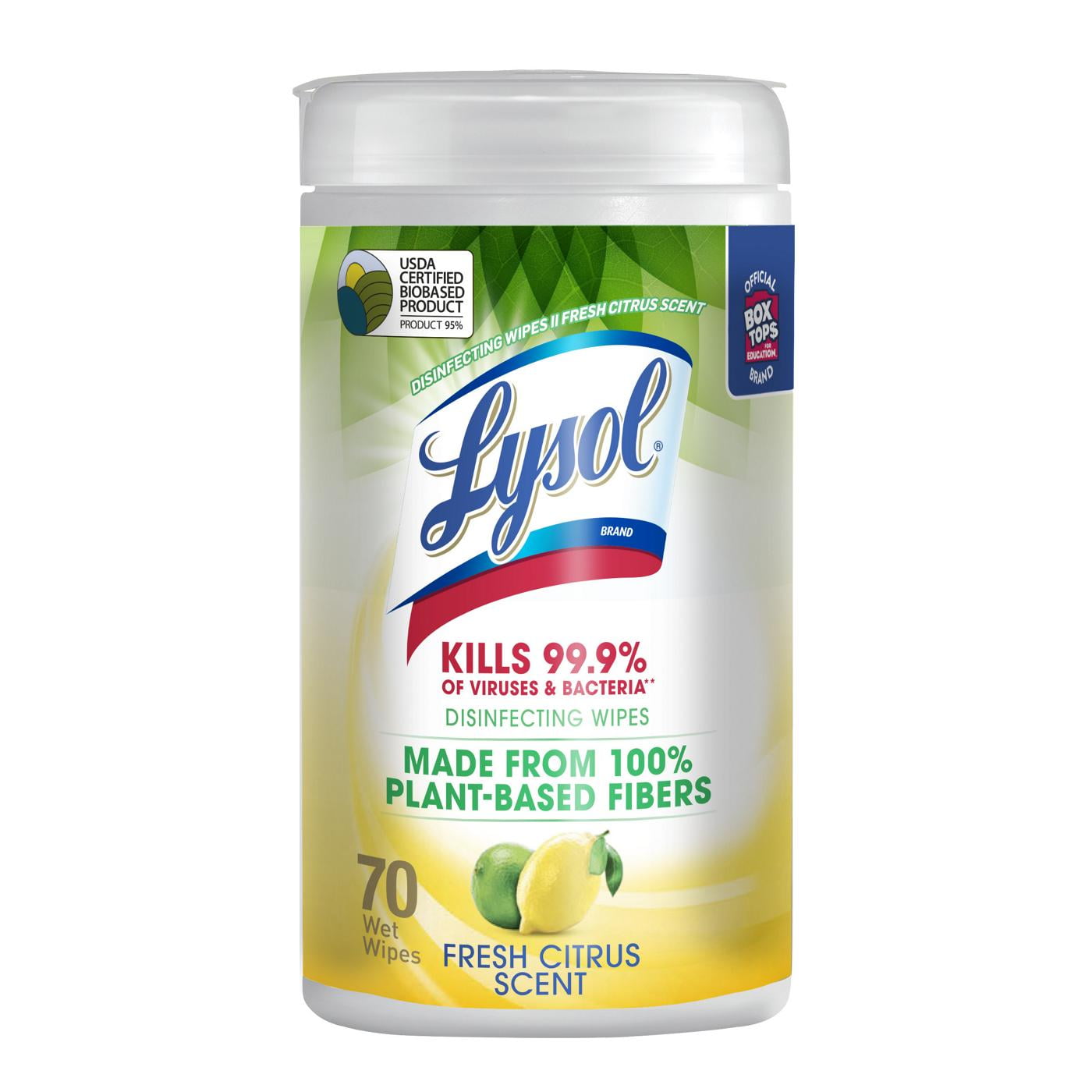 Lysol Fresh Citrus Plant-Based Disinfecting Wipes 70 ct - Walmart.com