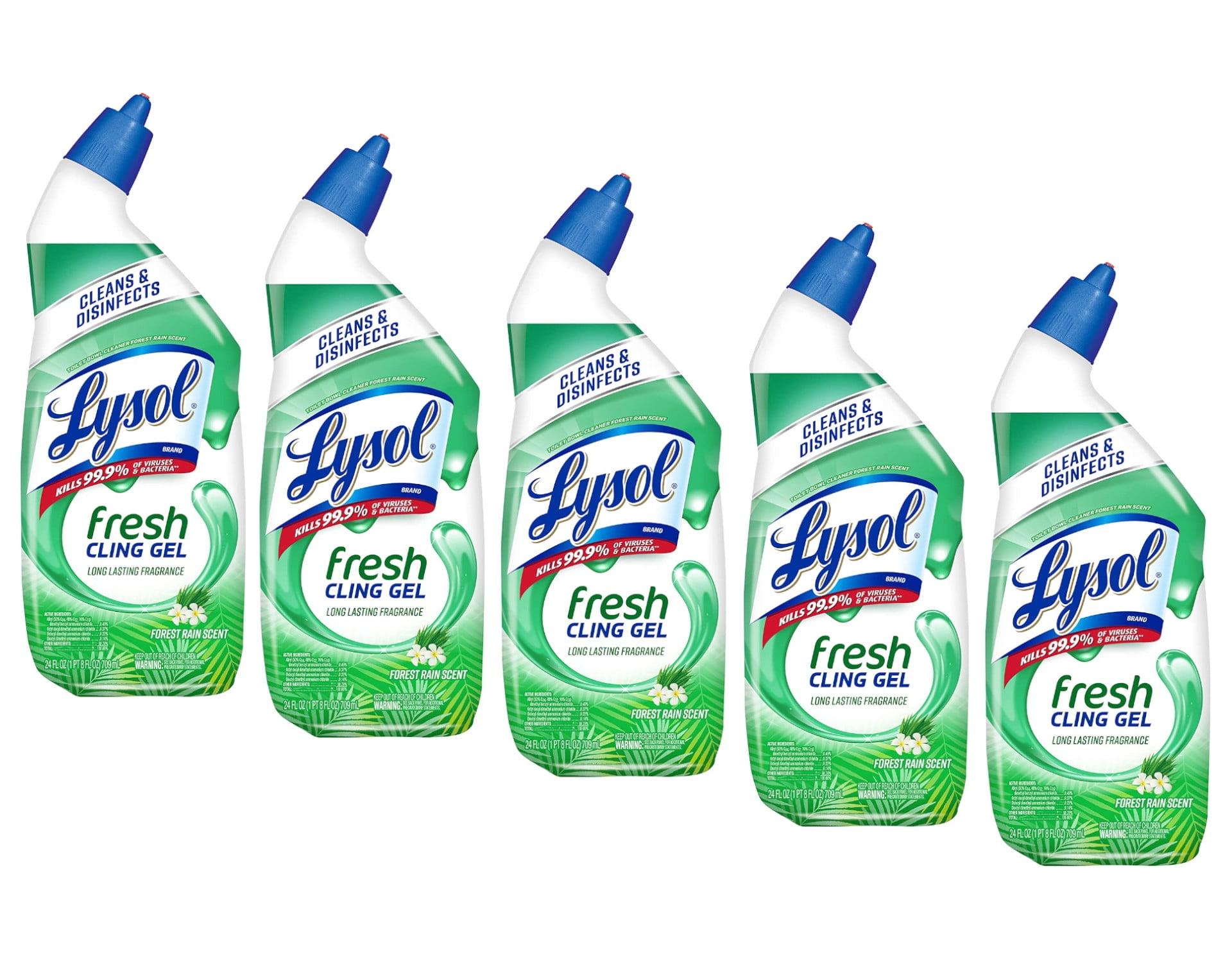 Lysol Fresh Cling Gel, Forest Rain Scent 24 Fluid Ounces, Pack of 5 ...