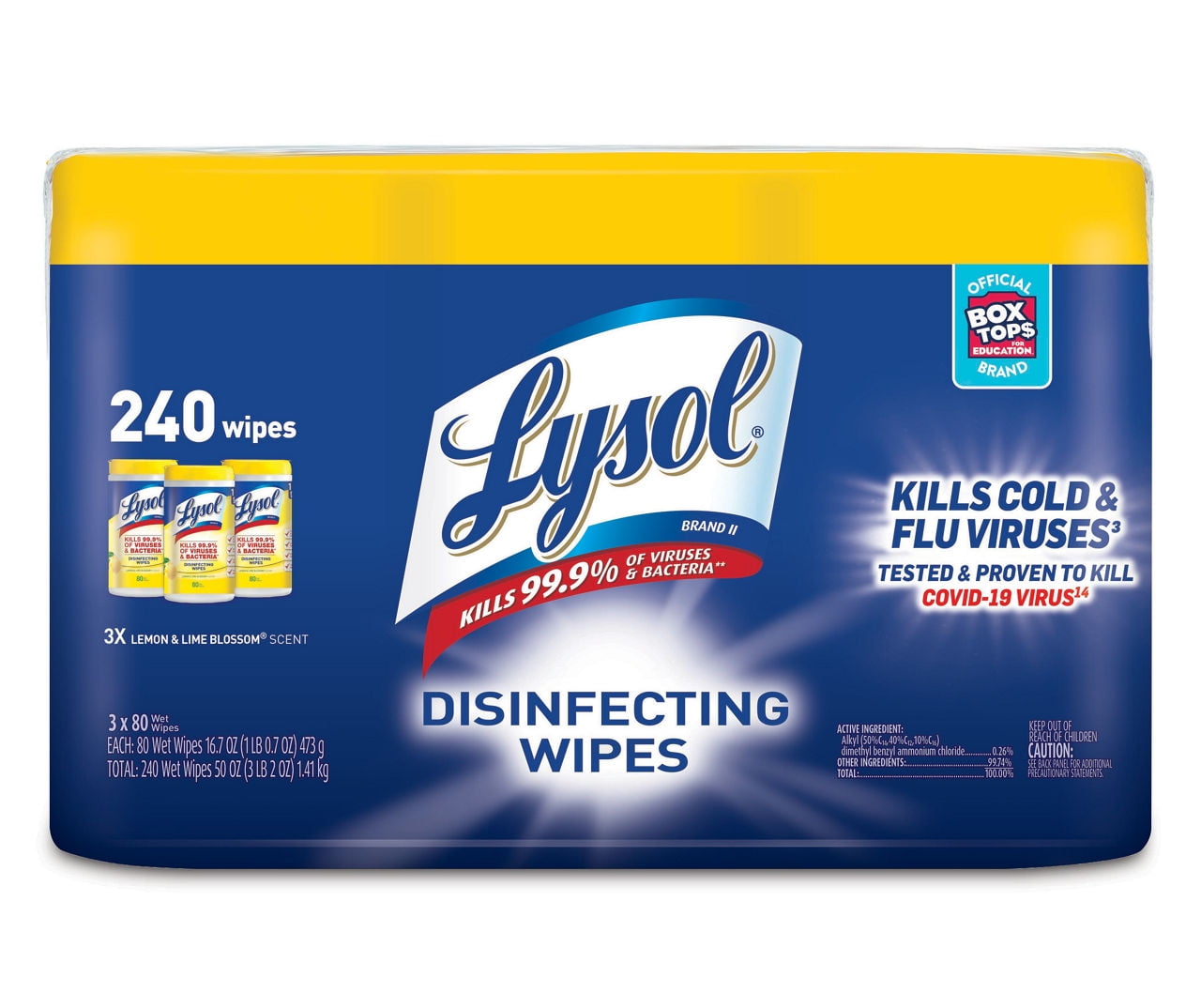 Lysol Lemon & Lime Blossom 3-Pack Disinfecting Wipes, 80-Count - Walmart.com