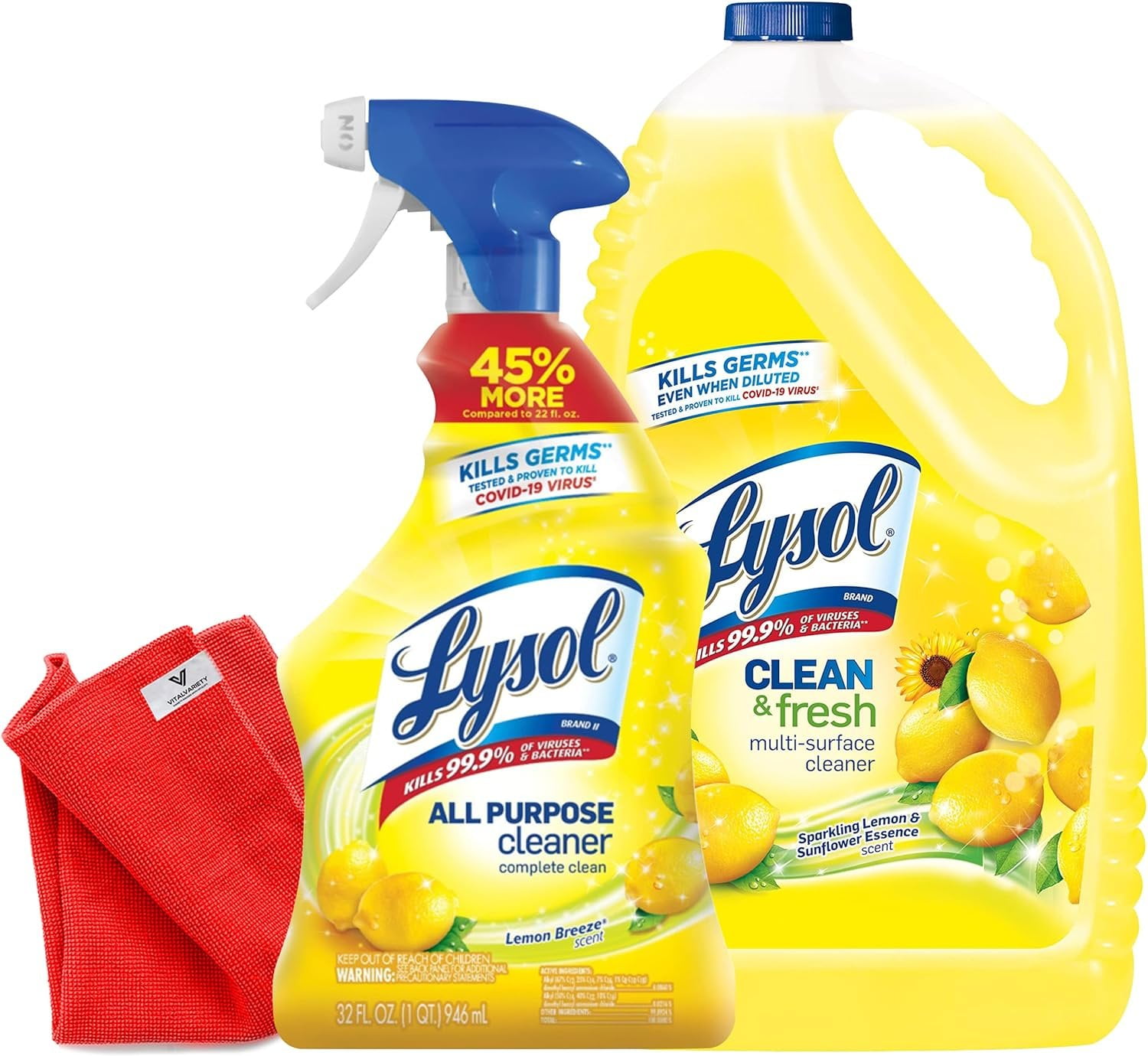 Lysol Lemon Refill All Purpose Cleaner 144 oz and 32 oz Spray Bottle ...
