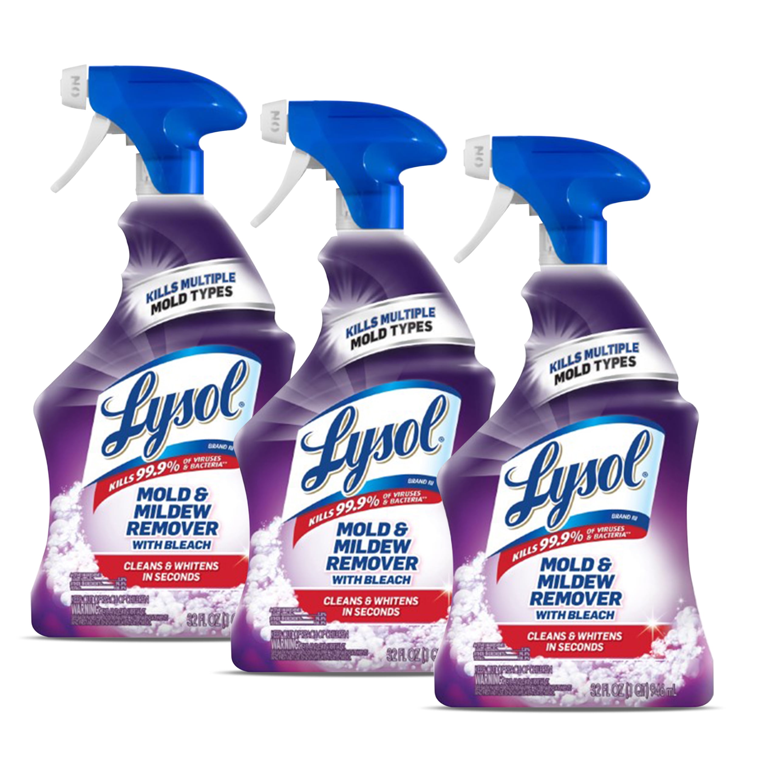 Lysol Mold & Mildew Remover Spray with Bleach, 32 Oz (Pack of 3 ...