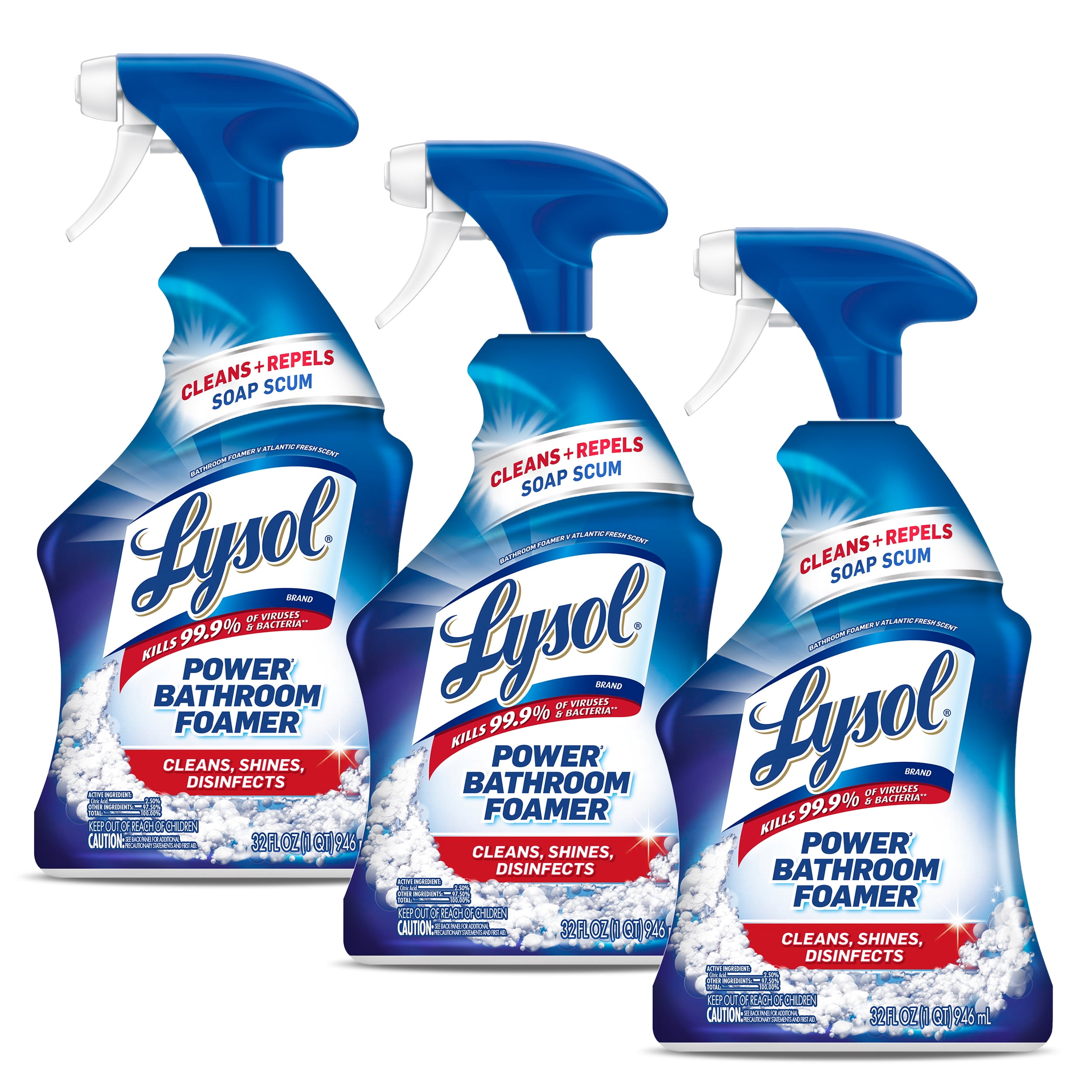 Lysol Power Bathroom Cleaner Trigger, 22 Ounces (Pack of 3) - Walmart.com