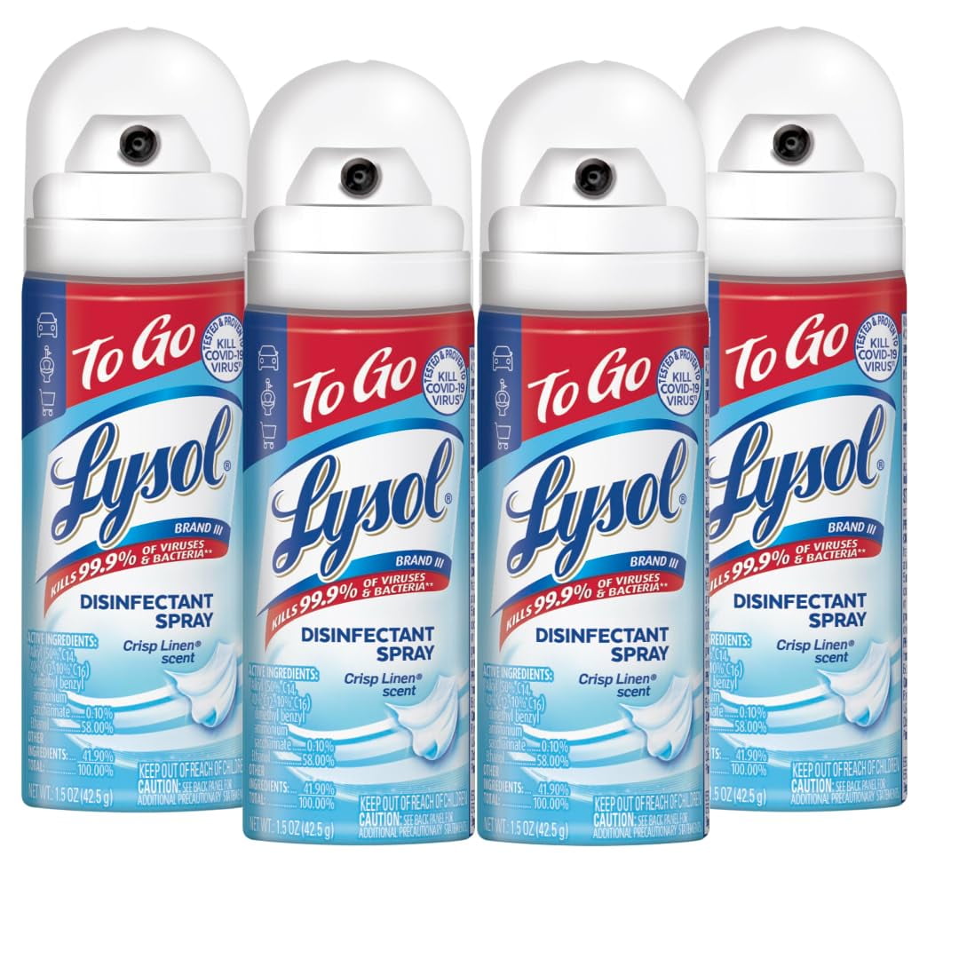 Lysol Disinfecting Spray, Crisp Linen, Travel Size 1 oz, Pack of 4 ...