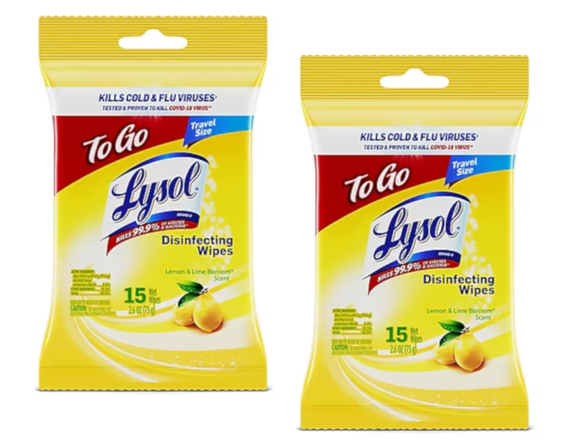 Lysol To Go Disinfecting Wipes, Lemon Lime Blossom Scent, 15 Ct, Pack ...