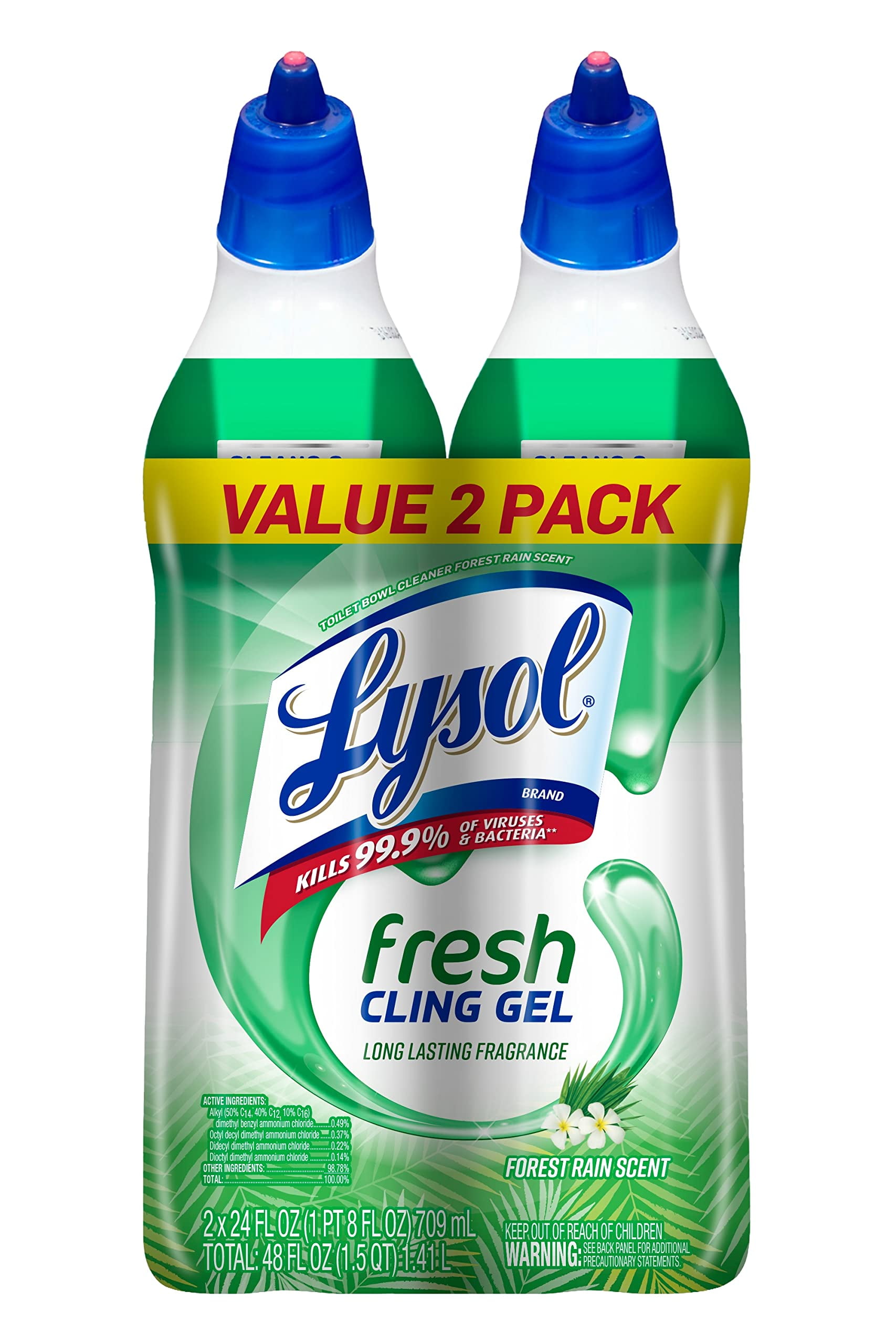 Lysol Toilet Bowl Cleaner Gel, Disinfectant, Stain Removal, Forest Rain ...