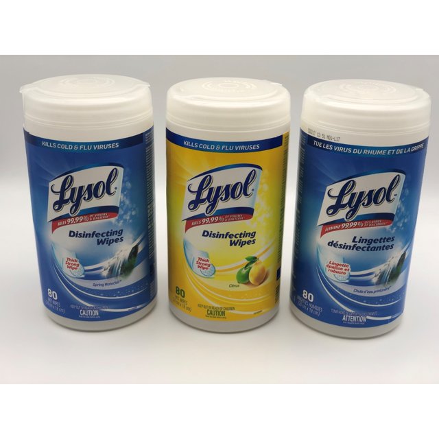Lysol Two Spring Waterfall & One Citrus 80 Count Disinfecting Wipes 3 ...