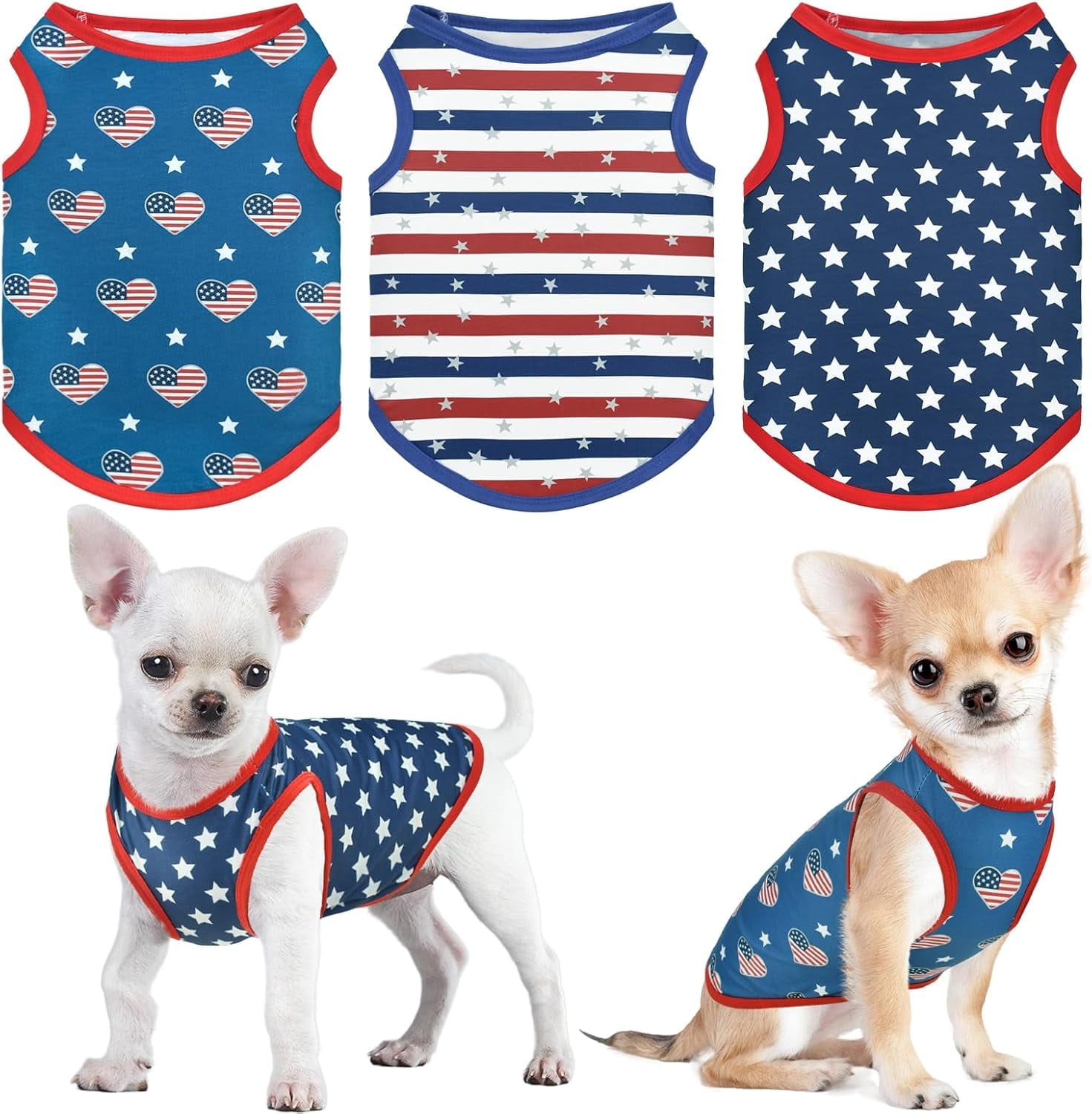 LyssKMK Patriotic Dog Tank Top 4th of July Dog Sleeveless Shirt USA ...