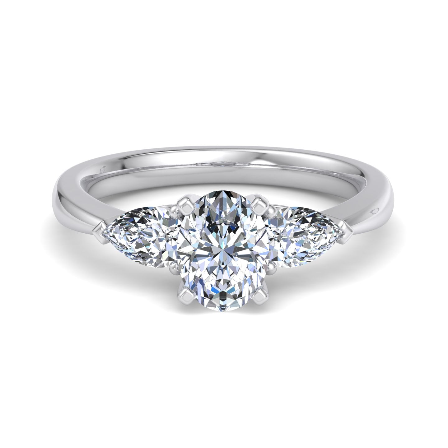 Lyssa Jewelry 1.81 Ct Oval Cut Moissanite Ring - 14K White Gold Plated Engagement Ring - Three ...