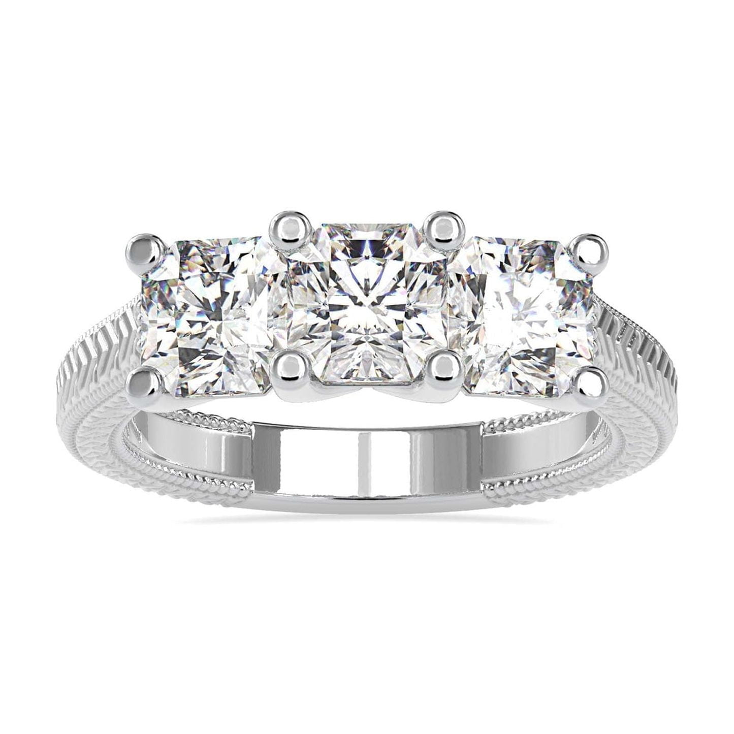 Lyssa Jewelry Vintage 1.81 Ct Three Stone Engagement Ring for Women - 14K White Gold Plated Ring ...
