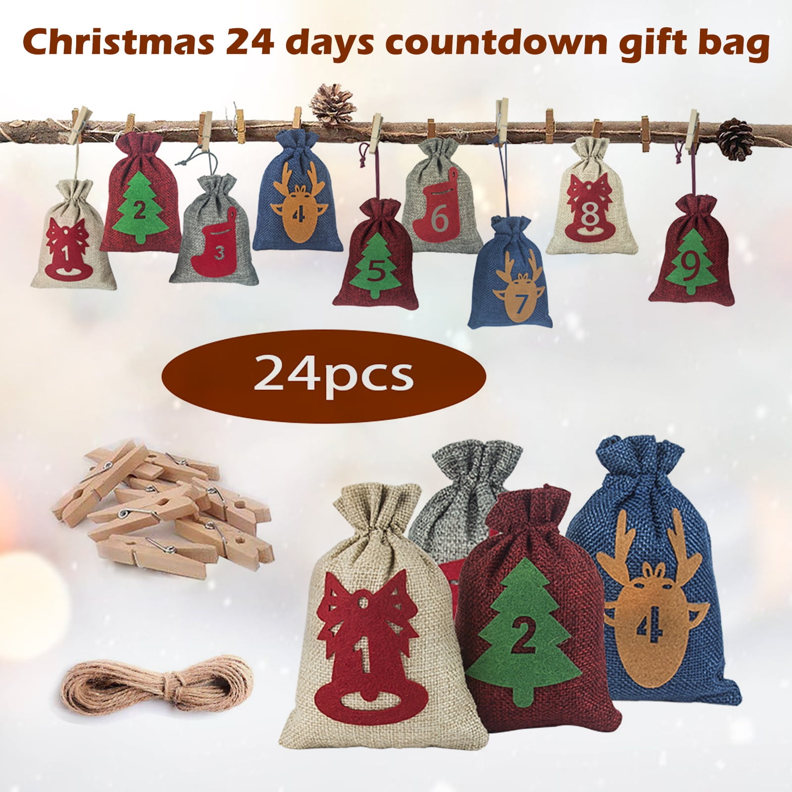 Lystmrge Christmas Small Kitchen Timer 24 Gifts Bag Felts Burlaps ...